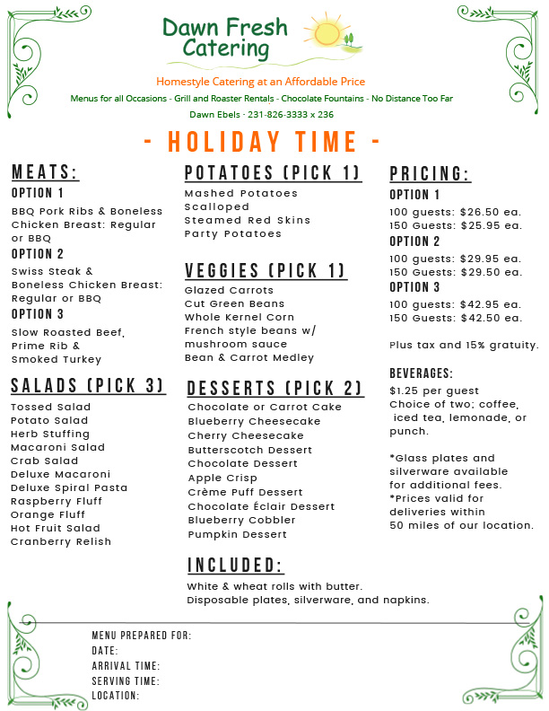 Menus - Dawn Fresh Catering