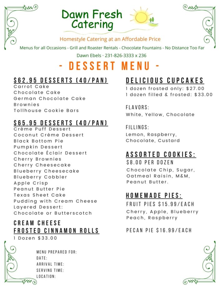 Menus - Dawn Fresh Catering