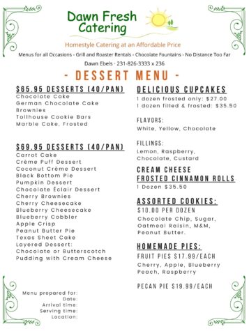 Menus - Dawn Fresh Catering
