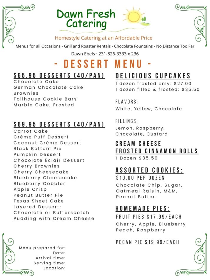 Menus - Dawn Fresh Catering