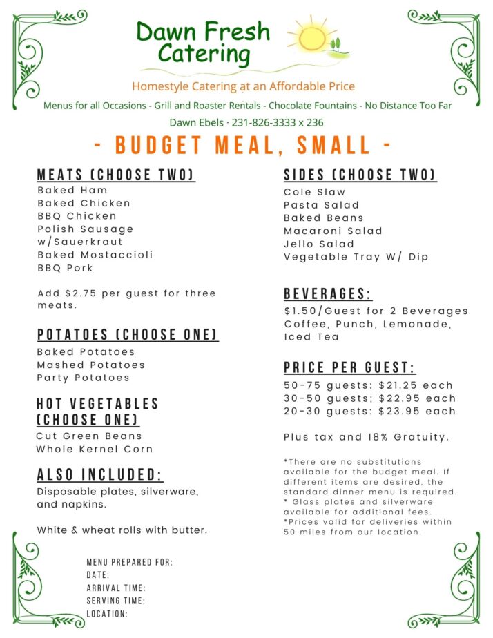 Menus - Dawn Fresh Catering