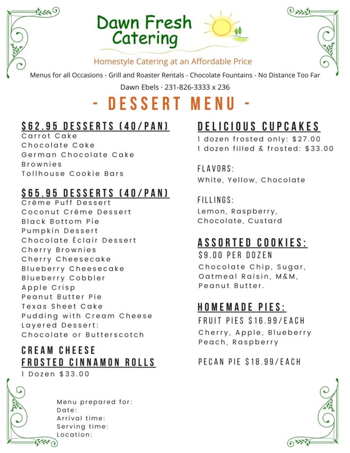 Menus - Dawn Fresh Catering