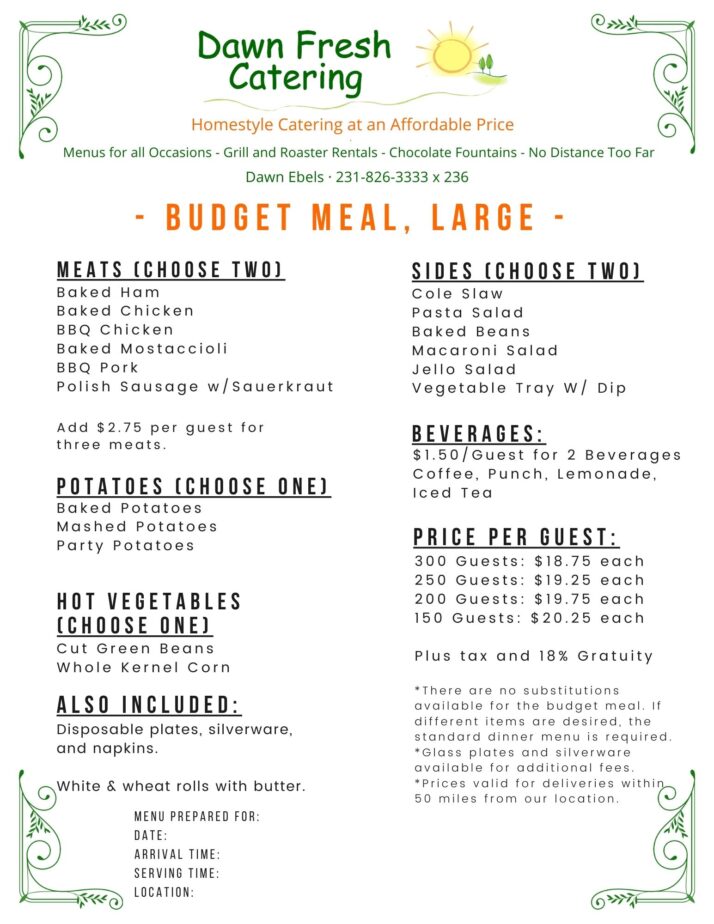Menus - Dawn Fresh Catering