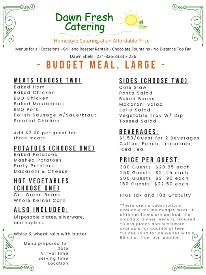 Menus - Dawn Fresh Catering