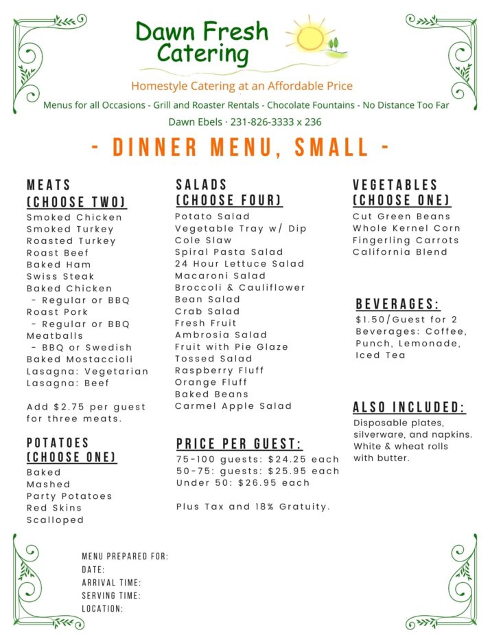 Menus - Dawn Fresh Catering