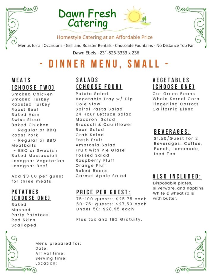 Menus - Dawn Fresh Catering