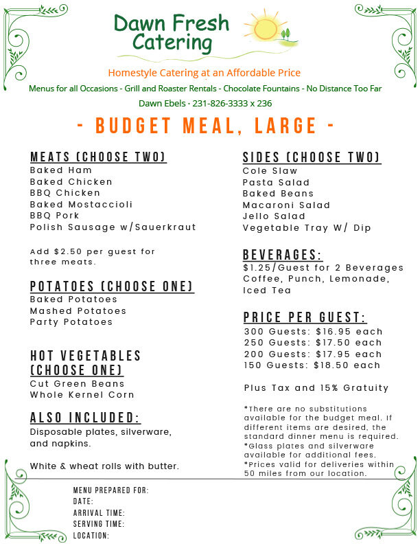 Menus - Dawn Fresh Catering
