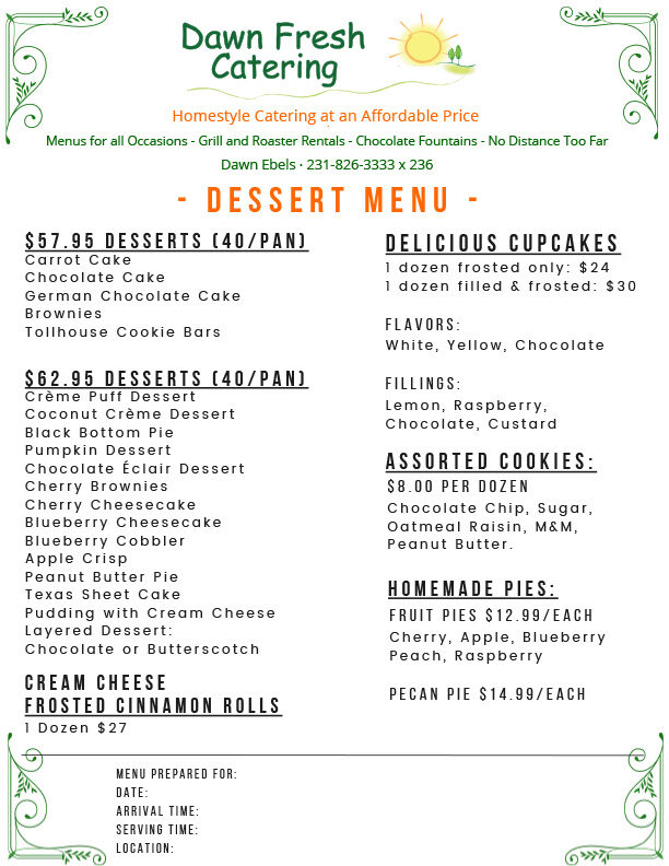 Menus - Dawn Fresh Catering