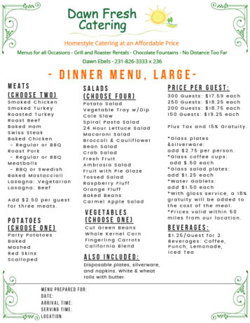 Menus - Dawn Fresh Catering