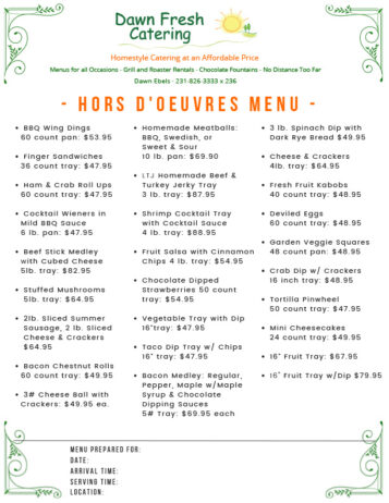 Menus - Dawn Fresh Catering