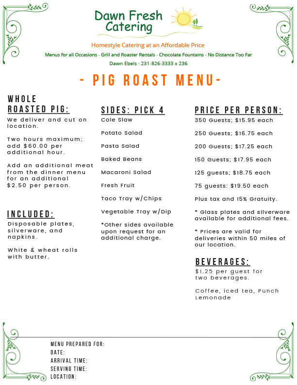 Menus - Dawn Fresh Catering